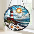 Coastal Lighthouse Stained Glass Suncatcher Window Hanging, Sea and Sun ...
