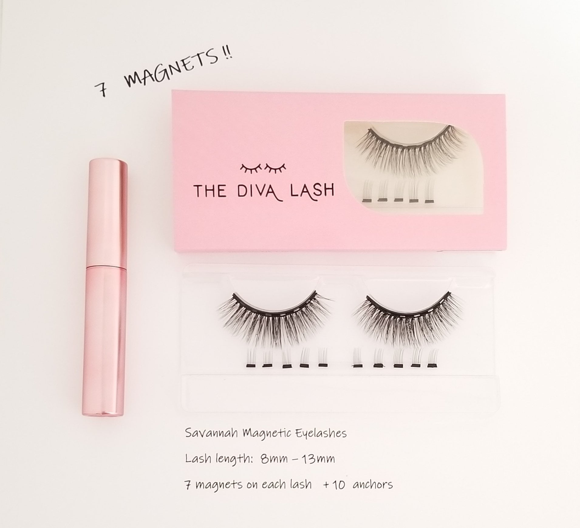 Magnetic Eyelash Kit - 7 magnet lashes + 10 anchors: Savannah - Walmart.com