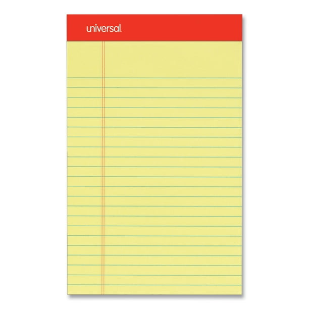 Universal Perforated Ruled Writing Pad, Narrow Rule, 5 x 8, Canary, 50 ...