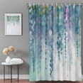 Bathroom Shower Curtain Spring Green Flowers Abstract Leaves Waterproof ...