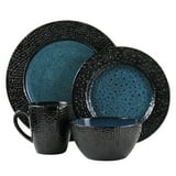 Elama Estevan 16 Pieces Round Textured Stoneware Dinnerware Set in ...