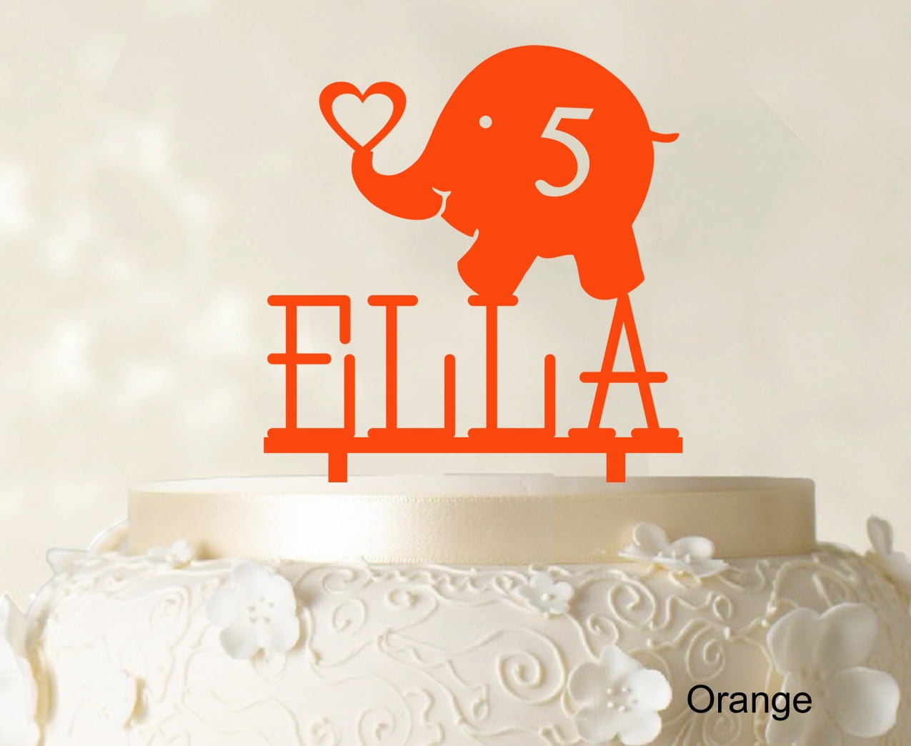 "Custom Birthday Cake Topper Personalized Orange Cake Topper Color ...