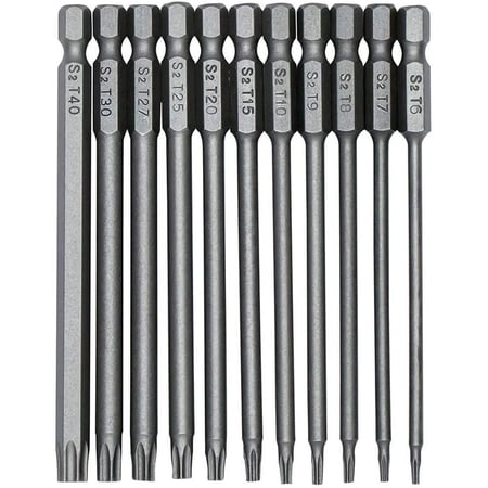 11 Pieces 100mm S2 Torx Screwdriver Set - Precision Hex Shank Bits ...