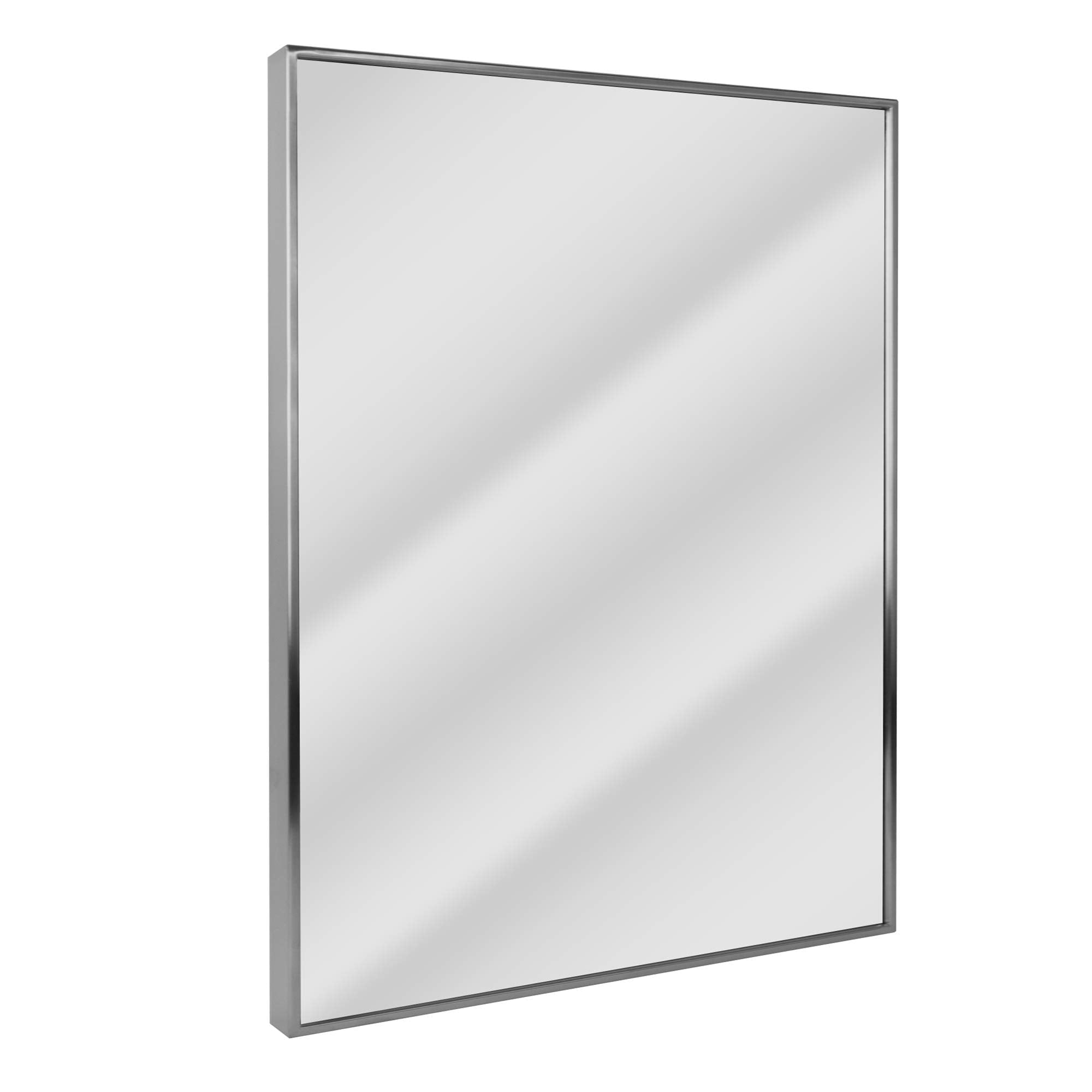 Head West Brushed Nickel Rectangular Framed Accent Wall Vanity Mirror ...