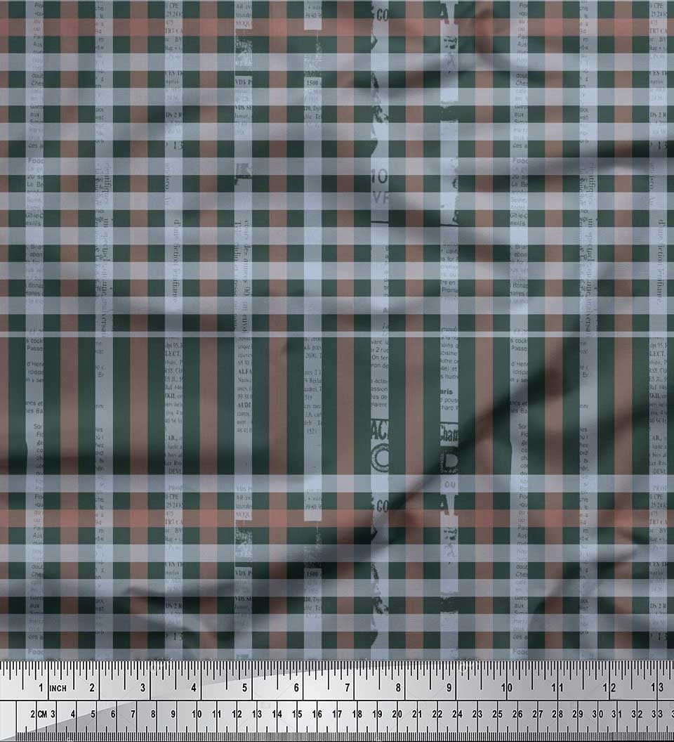 Soimoi Satin Silk Fabric Window Pane Check Print Fabric by The Yard 42 ...