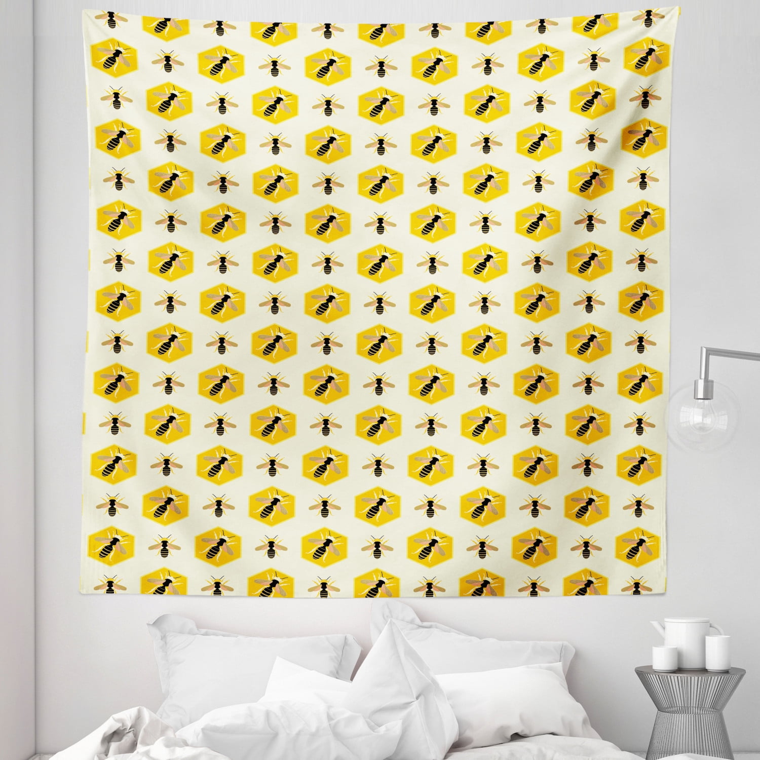 Queen Bee Tapestry, Illustration of Repeating Hexagon Shaped or Hives ...
