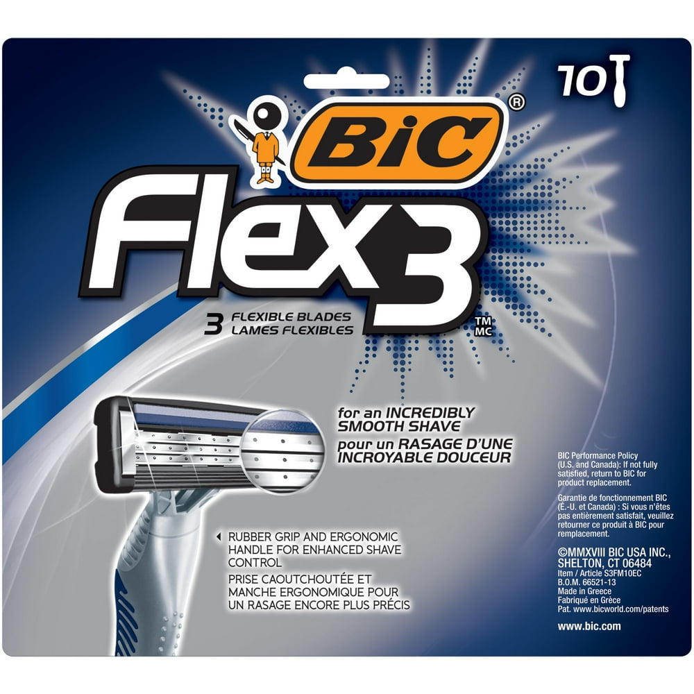 BIC Flex 3 Men’s 3-Blade Disposable Razor, 10 Count - Walmart.com ...