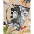 Lounge Chair Towel Cover Black Linen Palm Leaves Chaise Lounge Towel ...