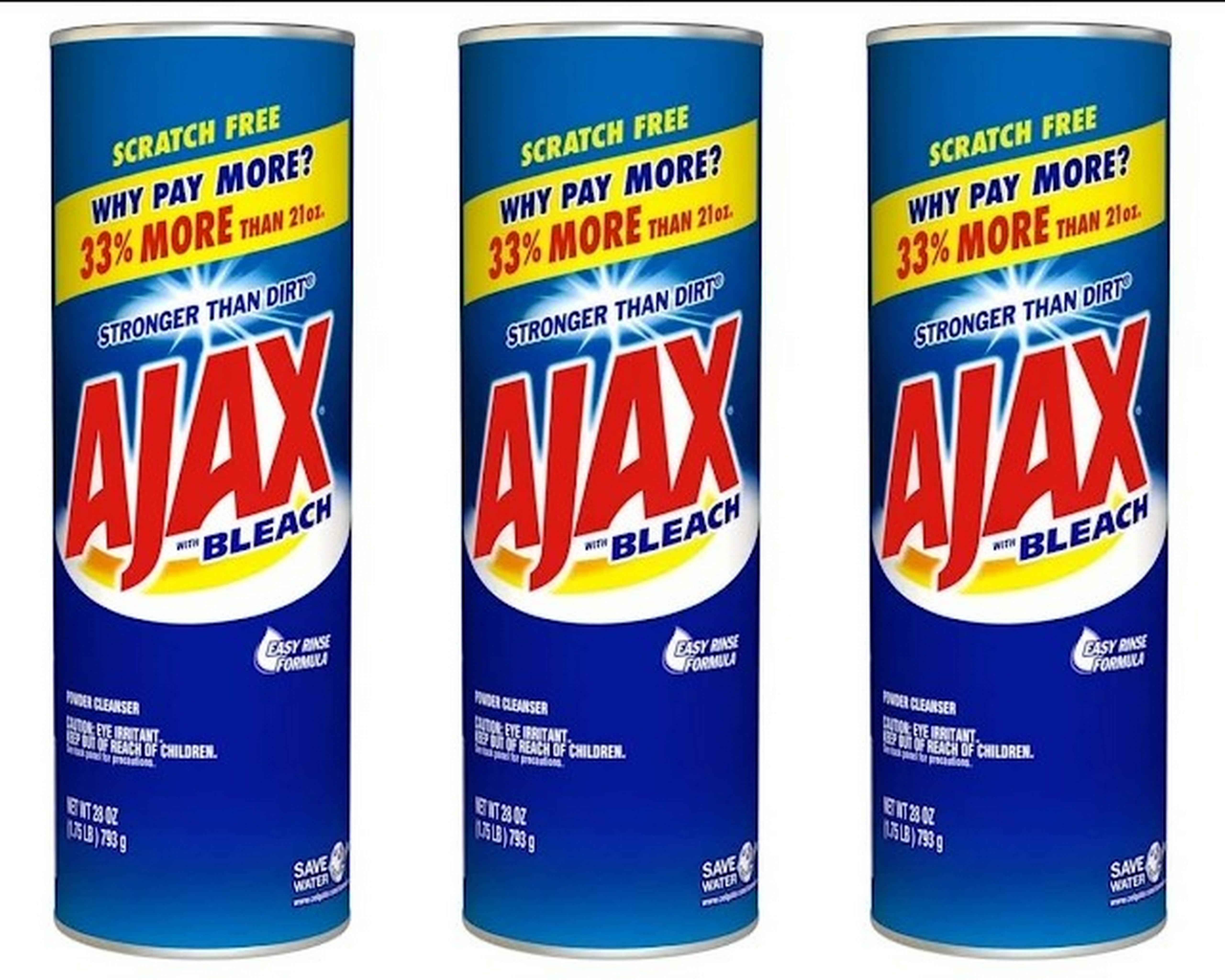 Ajax with bleach cleaner bonus size 28oz each, scratch free rinse ...
