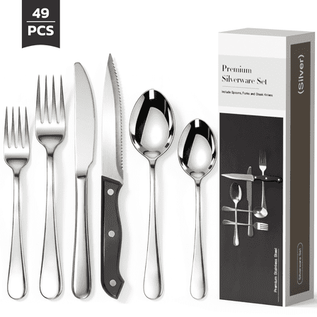 Lenox Oneida Chefs Table Hammered 45-Piece Flatware Set, Stainless ...