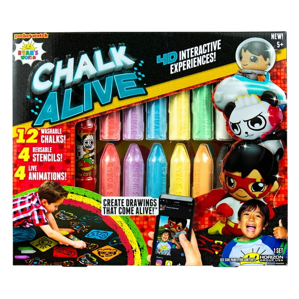 Ryan's World Multicolor Chalk Alive 4D Interactive Chalk Art Drawing ...