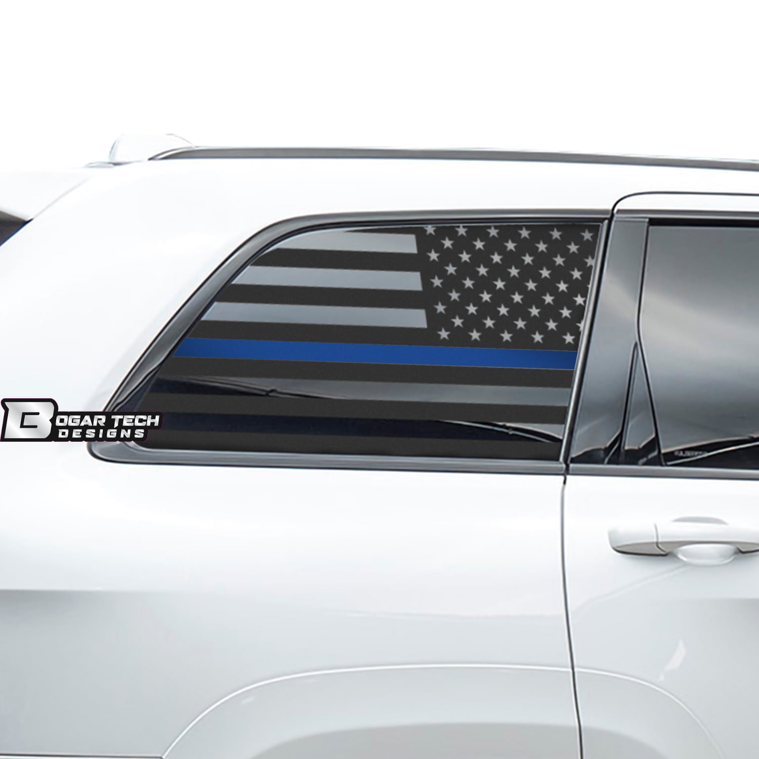Bogar Tech Designs Precut American Flag Rear Side Quarter Window Decal ...