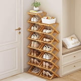 Bamboo Free Standing Shoe Rack for Entryway - Foldable Shoe Organizer ...
