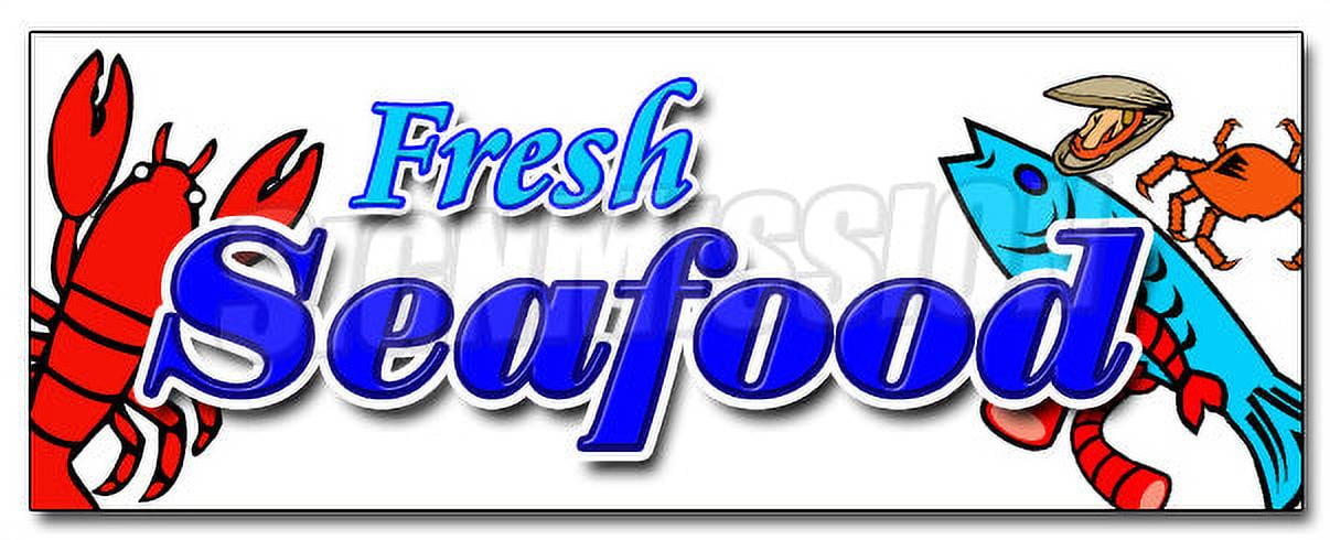 36" FRESH SEAFOOD DECAL sticker fish market shrimp new s - Walmart.com