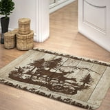 Cabin Bathroom Rugs, Forest Animal Lodge Cabin Vintage Wooden Country ...