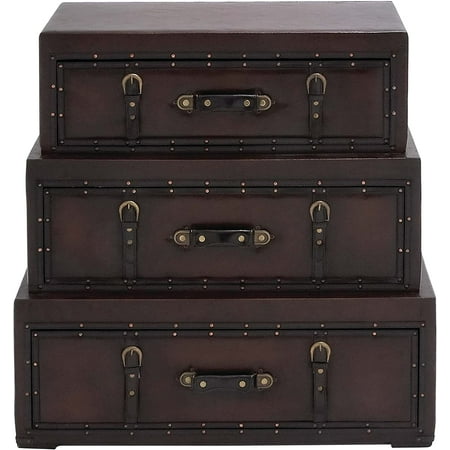 MSYMY Wood Leather Trunk Cabinet, 32 by 32-Inch, Brown | Walmart Canada