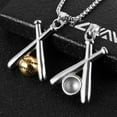 Hzman Baseball Cross Pendant Necklace, Stainless Steel, Silver & Gold ...