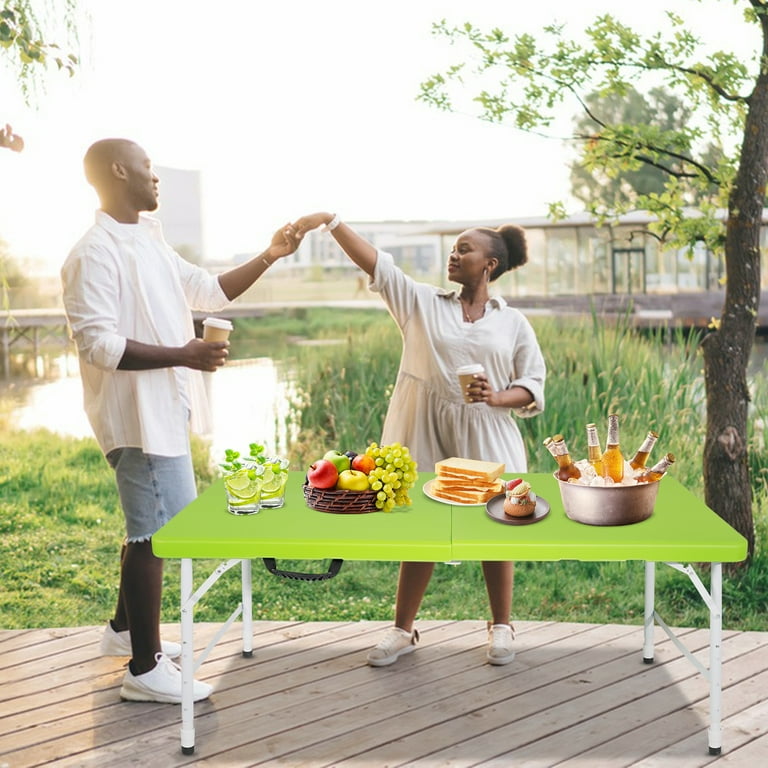 Small Plastic Folding Table Portable Folding Picnic Table, 6FT