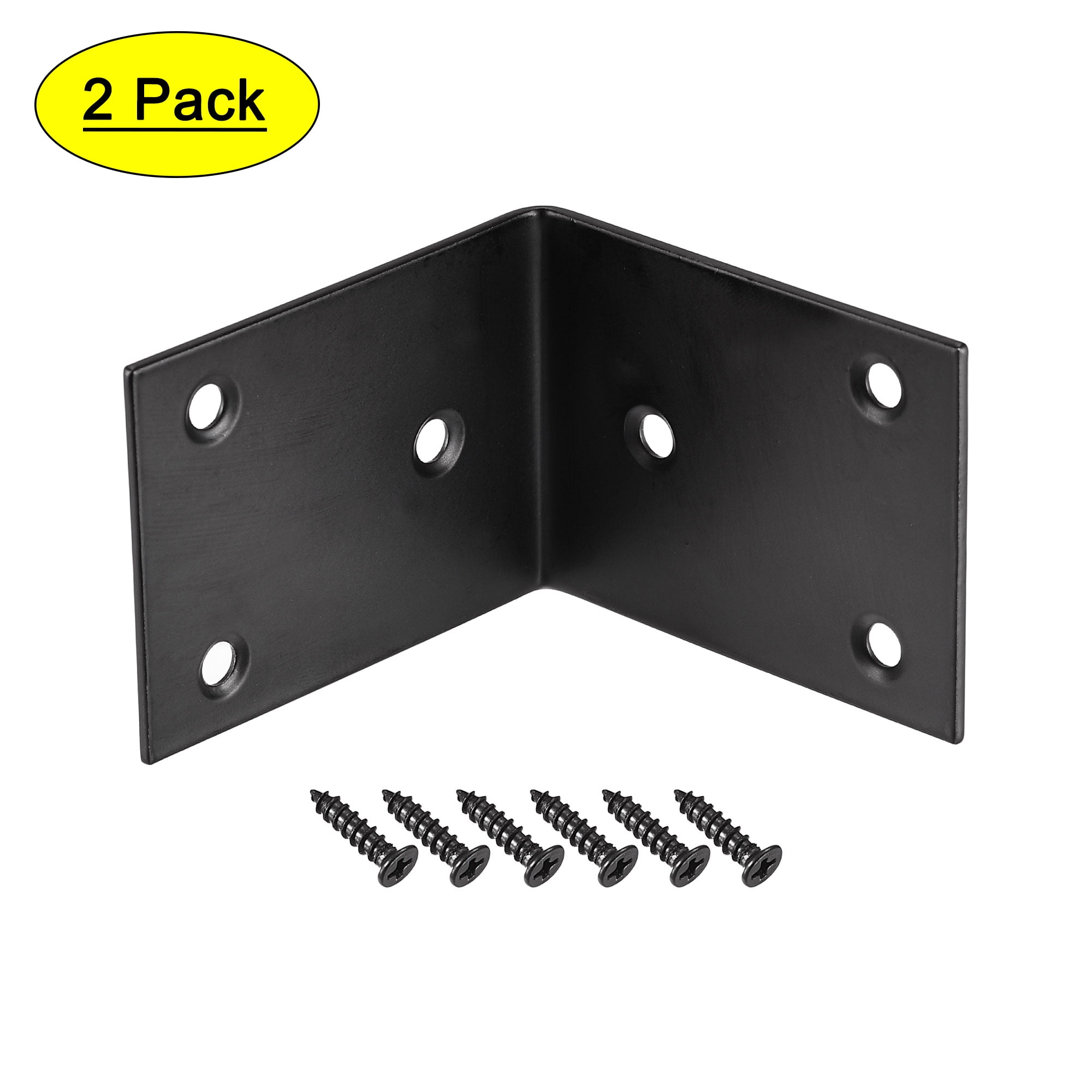 Uxcell L Shape 65x65x48mm Black Corner Brace Angle Bracket 2 Pack ...
