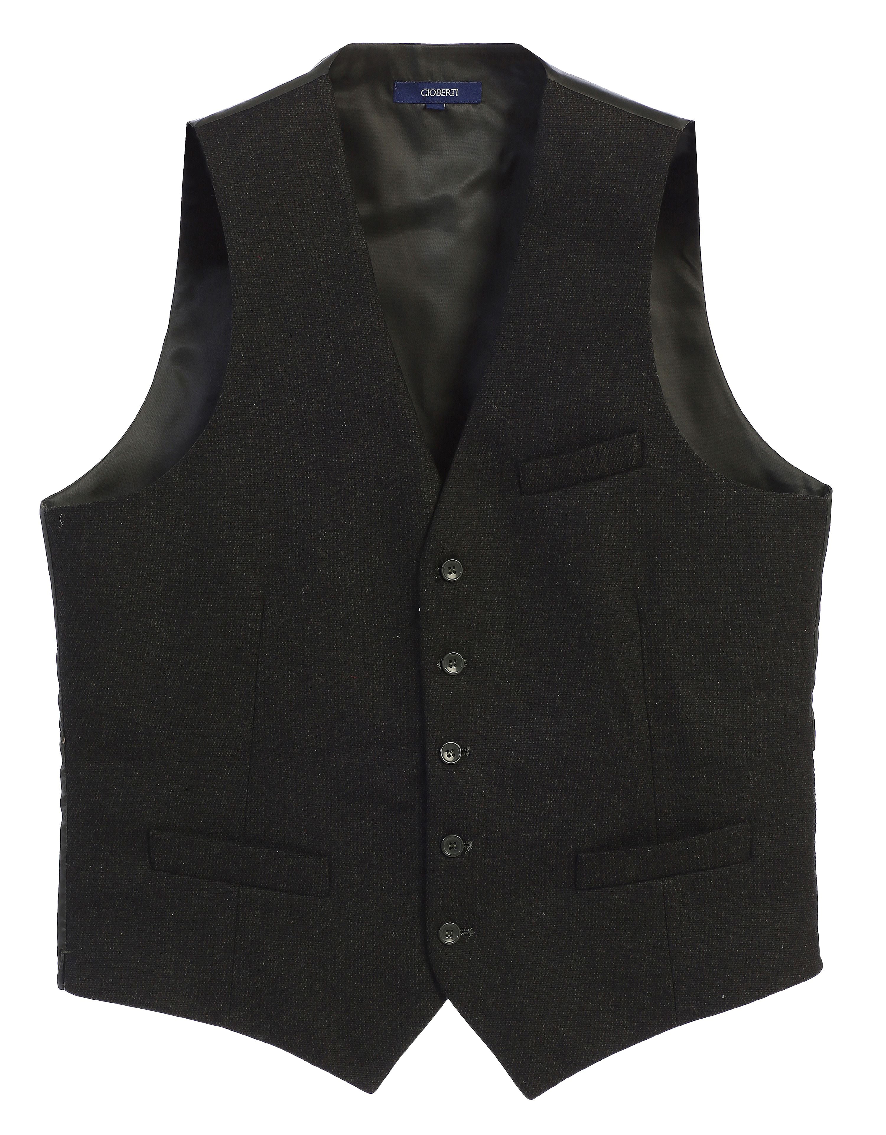 Gioberti Men's 5 Button Slim Fit Formal Herringbone Tweed Suit Vest ...