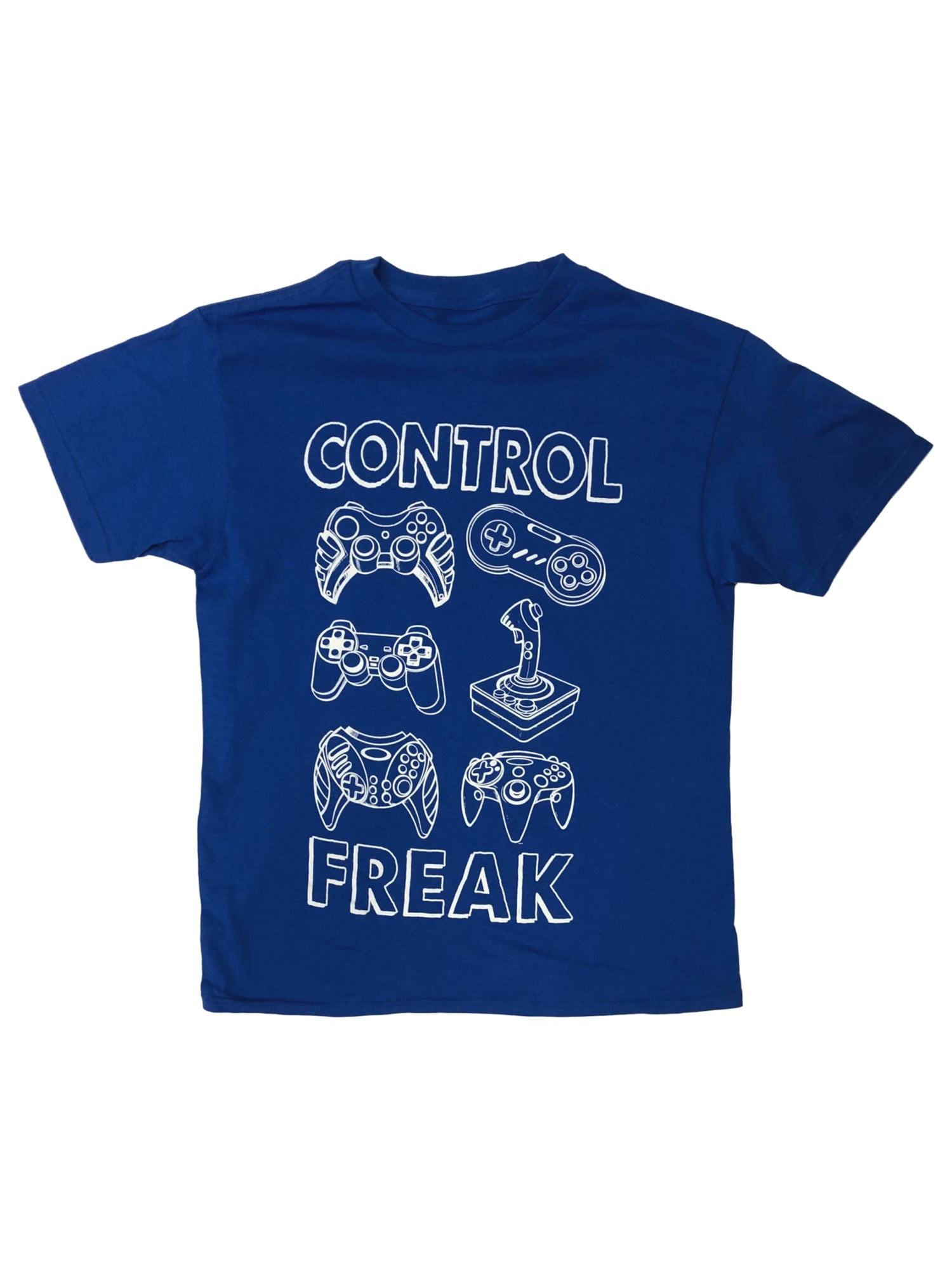 Boys Blue Short Sleeve Control Freak T-Shirt Controller Gamer Tee Large ...