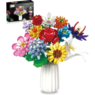 GZBrick Blue Flowers Moon Building Sets Dried Botanicals for Girls ...