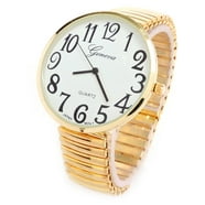 Gold Metal Crystal Band Large Face Women's Bangle Cuff Watch - Walmart.com