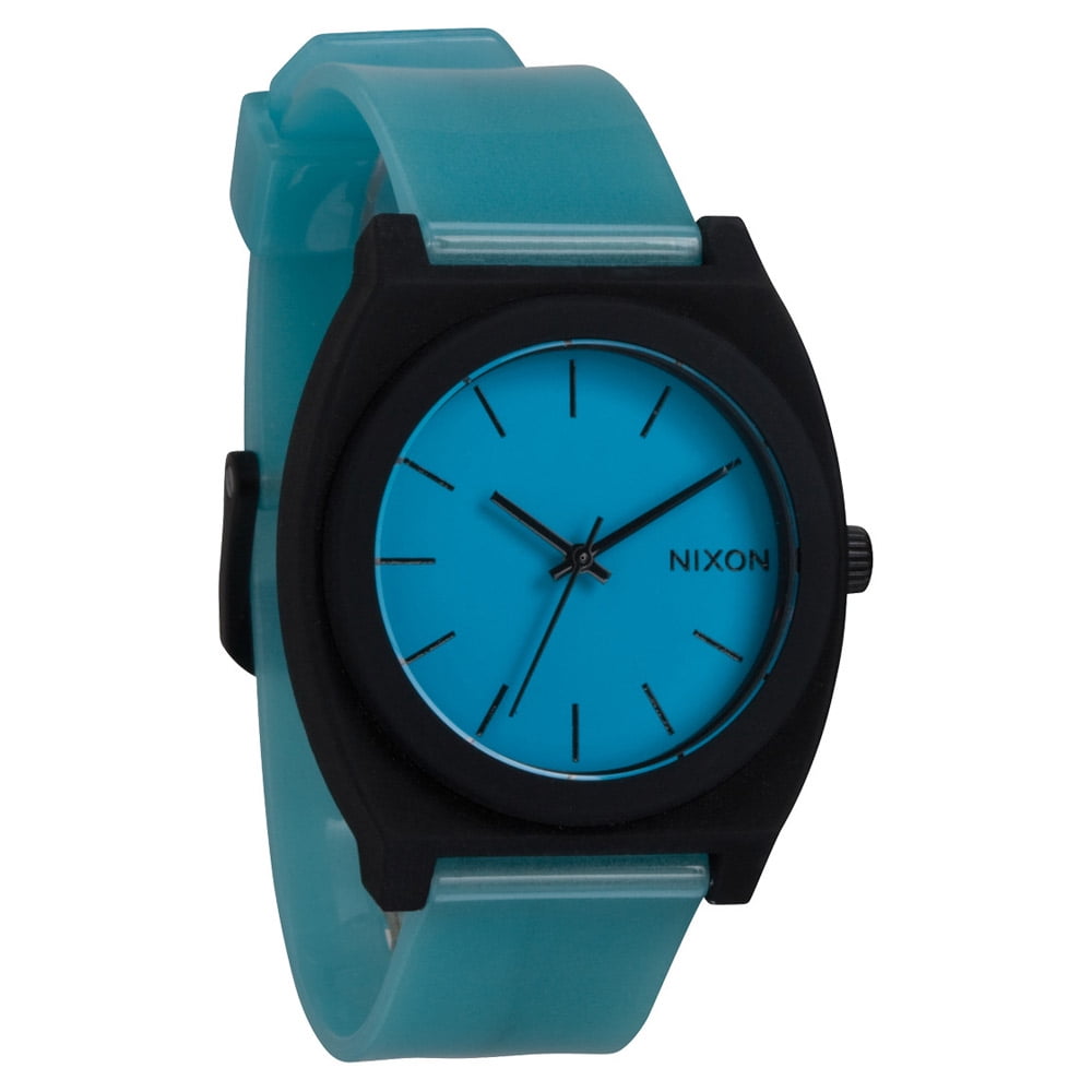 Nixon Men's A1191109 The Time Teller P Glo Blue Dial Plastic Strap ...