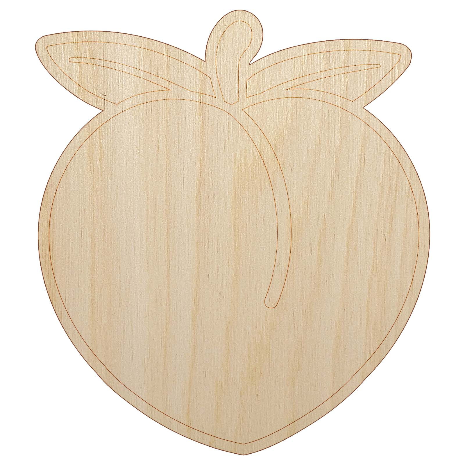 Plump Peach Solid Wood Shape Unfinished Piece Cutout Craft DIY Projects ...