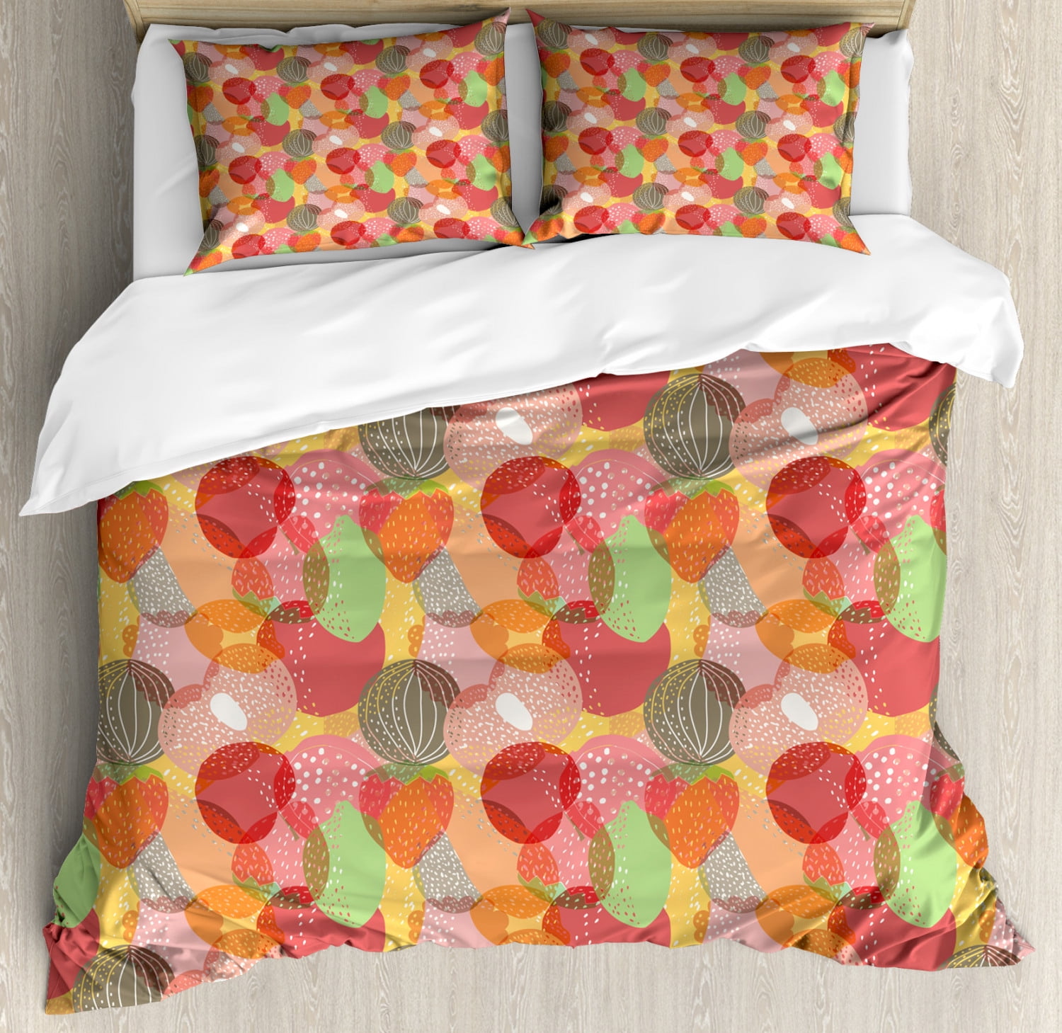 Fruit Duvet Cover Set King Size, Superimposed Pieces of Summer Season ...