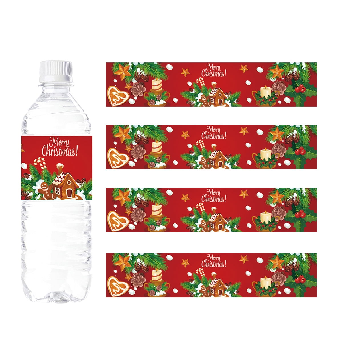24 etiquetas navideñas para botellas de agua, envoltorios adhesivos ...