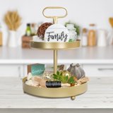 MAONAME Gold Two Tiered Tray, Metal 2 Tier Tray with Handle, Modern ...
