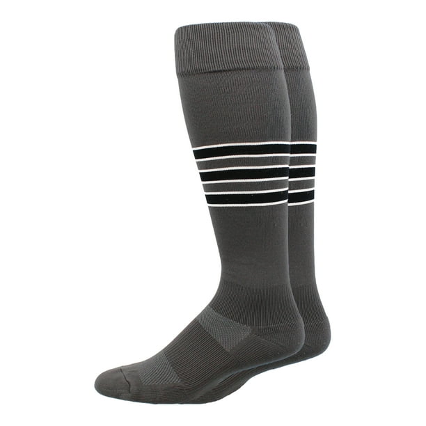 Dugout 3 Stripe Baseball Socks (Graphite/Black/White, Small) - Walmart.com