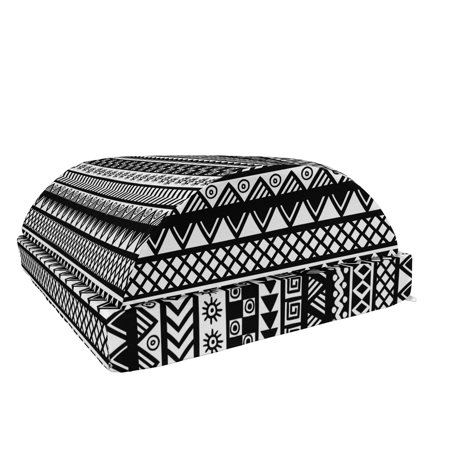 Aztec Foot Rest, Monochrome Geometrical Tribal Motifs Sun and Triangles ...
