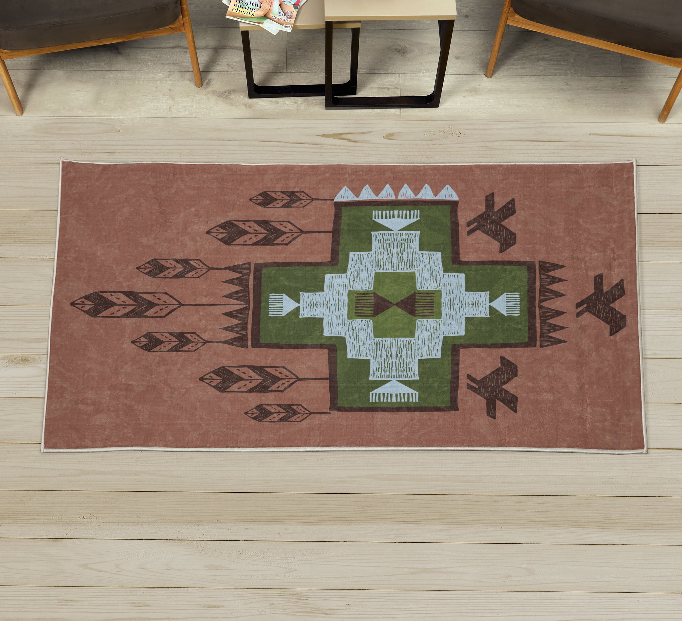 Tribal Decorative Rug, Hand Drawn Dreamcathcher Folkloric Birds Image ...