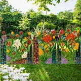 Flowers Fencing Panel with Leaves Butterfly Wrought Iron Guardrail ...