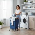 160L Large Laundry Basket with Wheels, Rolling Hamper for Clothes ...