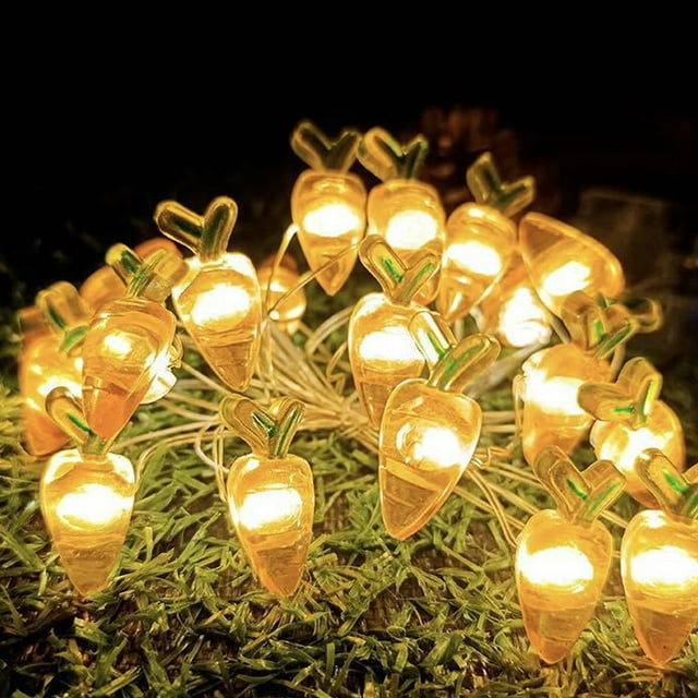 Bunny Carrot String Lights Battery Operated, Easter Decor Spring Rabbit Fairy Lights for Home ...