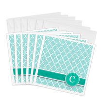 3drose, Personalized Letter C Aqua Blue Quatrefoil Pattern Teal ...