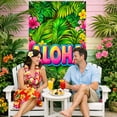 3x6FT Aloha Door Cover Hawaiian Tropical Leaf Door Banner Colorful ...