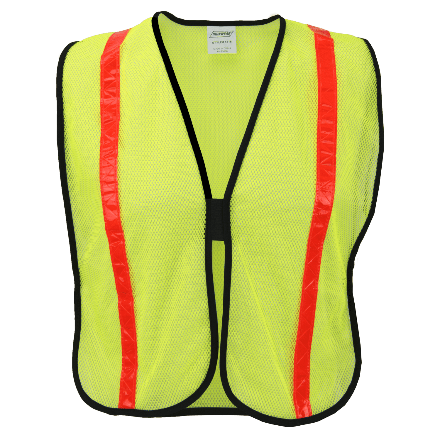 Ironwear 1216 Standard Polyester Safety Vest w/ 1” Reflective Tape ...