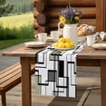 Abstract Geometric Lines Art Table Runner 13x60in Non-Slip Cotton Linen ...