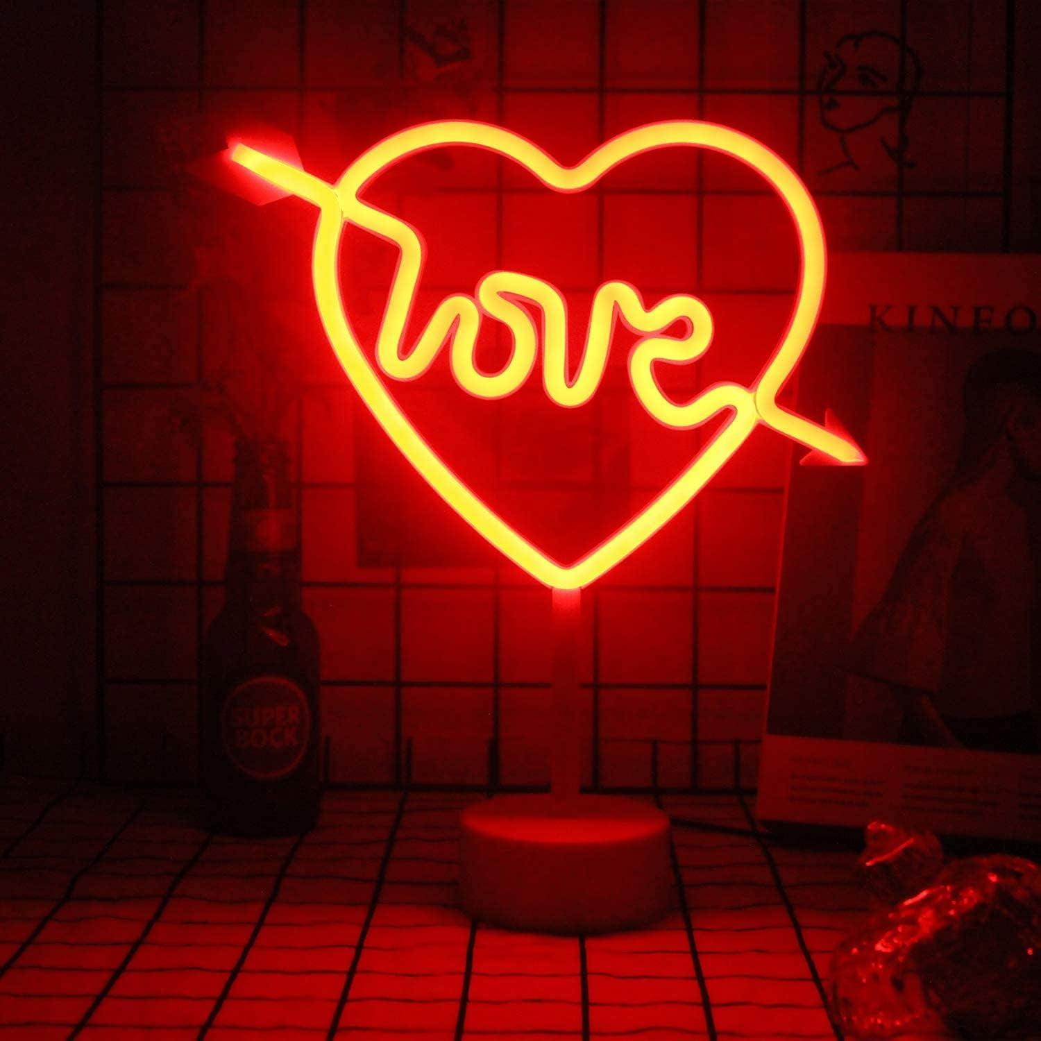 LINLIN Neon Night Light, Flamingo LED Neon Signs Night Light Neon ...