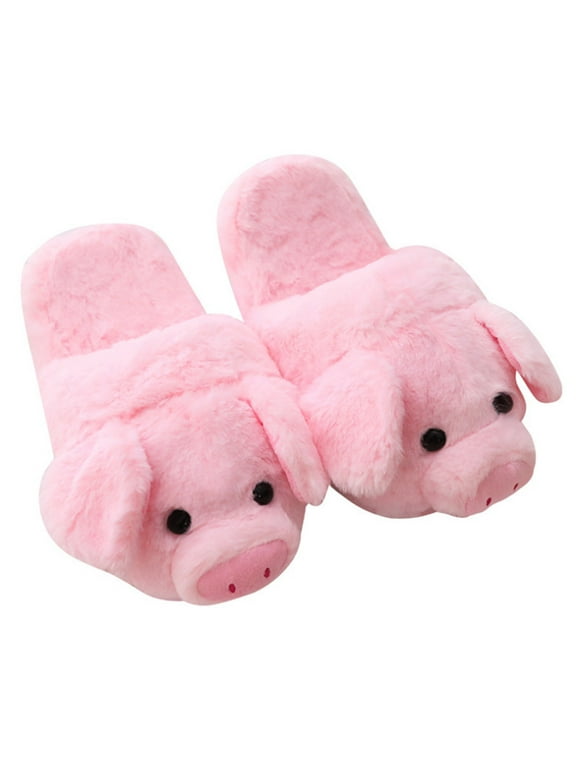 Daiia A Funny Cat Pattern Furry Slippers for Women and Men, Soft Plush Indoor House Slippers ...