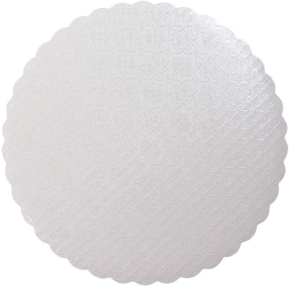O'Creme White-Top Scalloped Round Cake and Pastry Board 3/32 Inch Thick ...