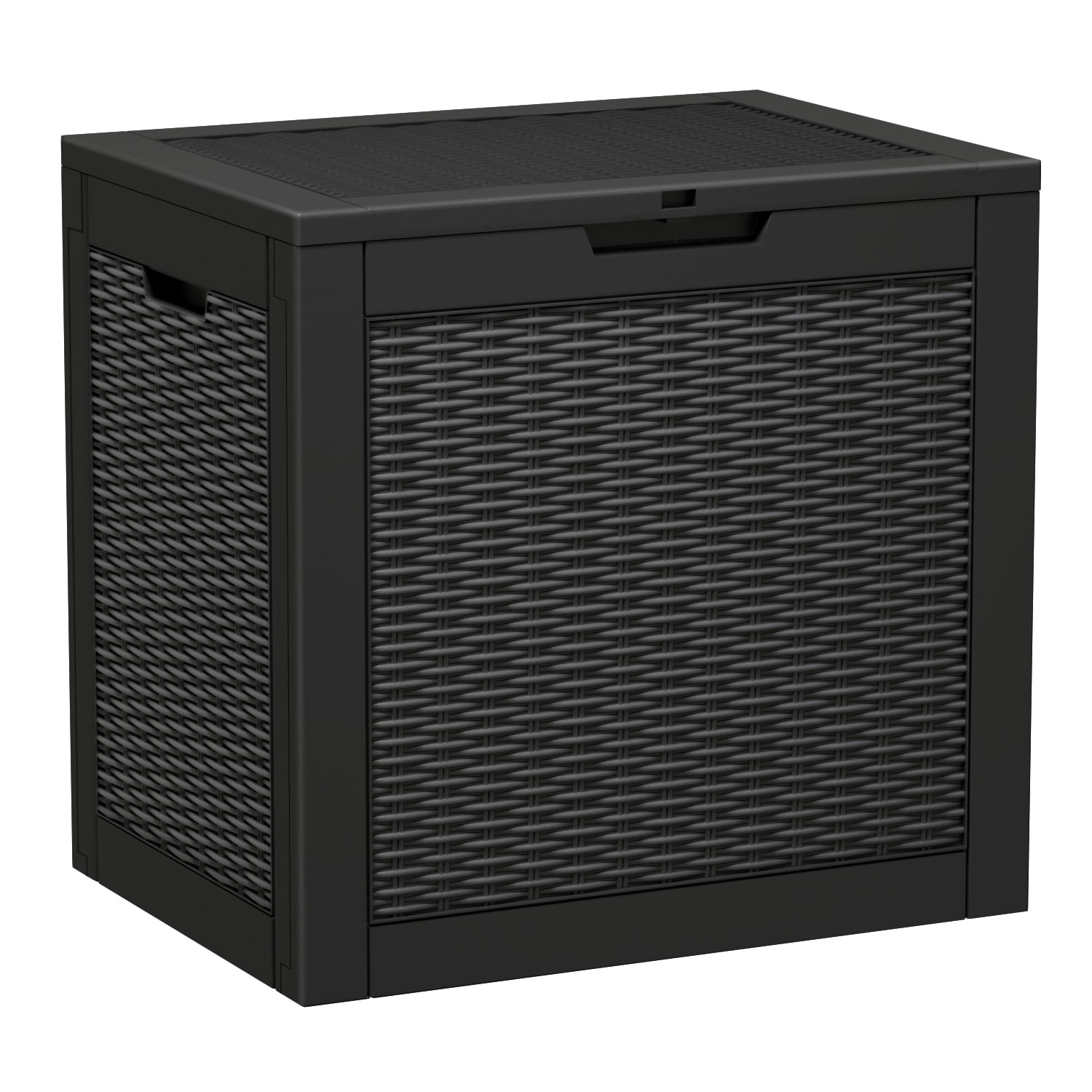 Devoko 32 Gallon Outdoor Box Wicker Deck Box Plastic Resin Storage Box ...