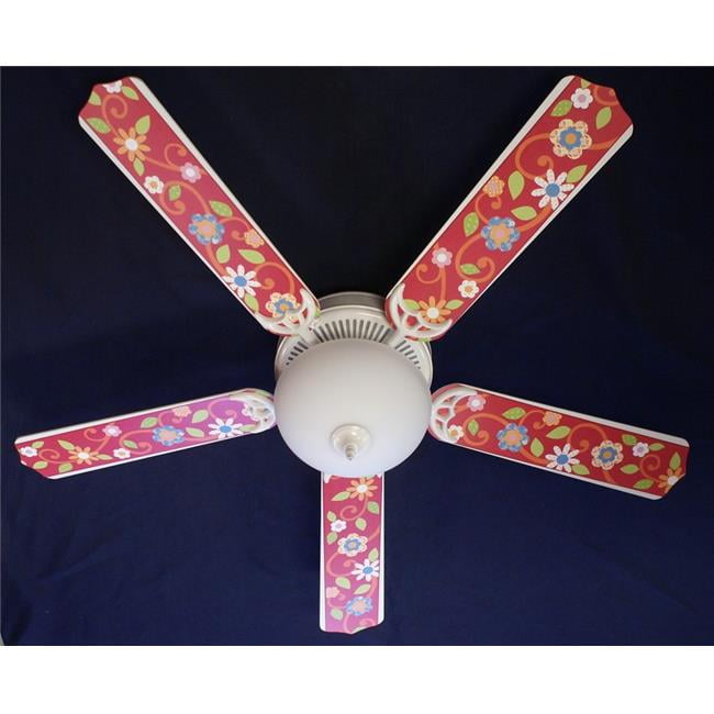 52 in. New Floral Flowers Decor Ceiling Fan, Red - Walmart.com