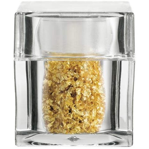 Edible Gold Leaf Flakes in Clear Acrylic Cube Shaker. 100mg. - Walmart.com