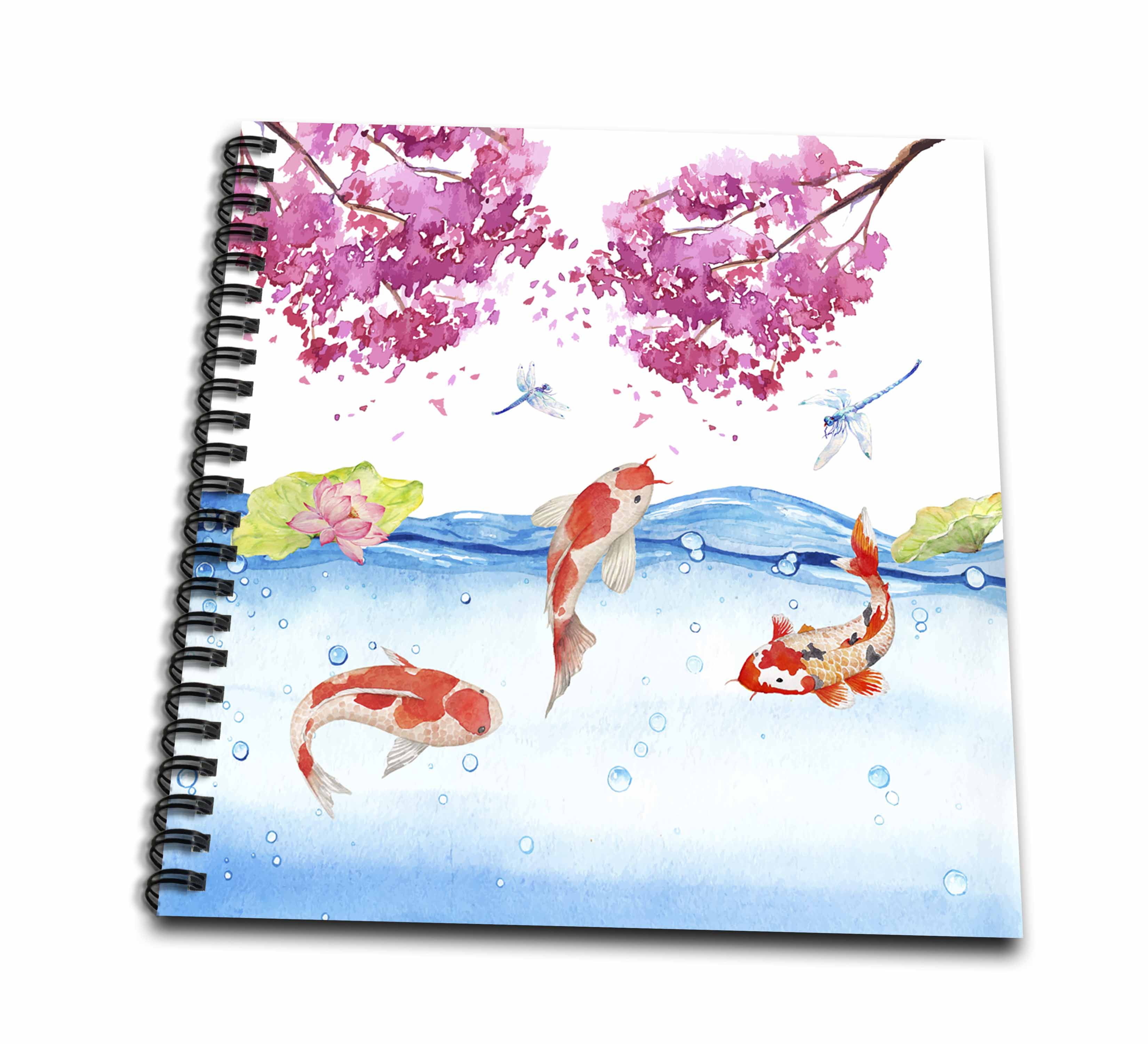 3dRose Koi fish fishes Asia Asian water cherry blossom sakurah ...