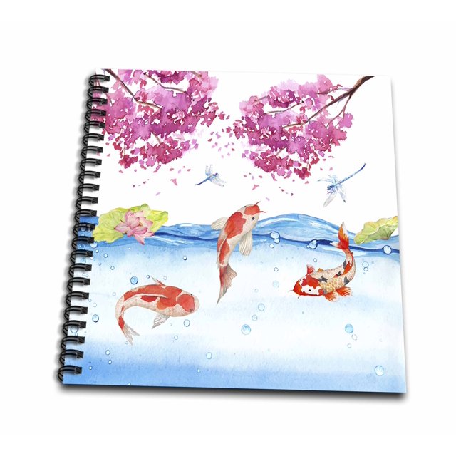 3dRose Koi fish fishes Asia Asian water cherry blossom sakurah ...